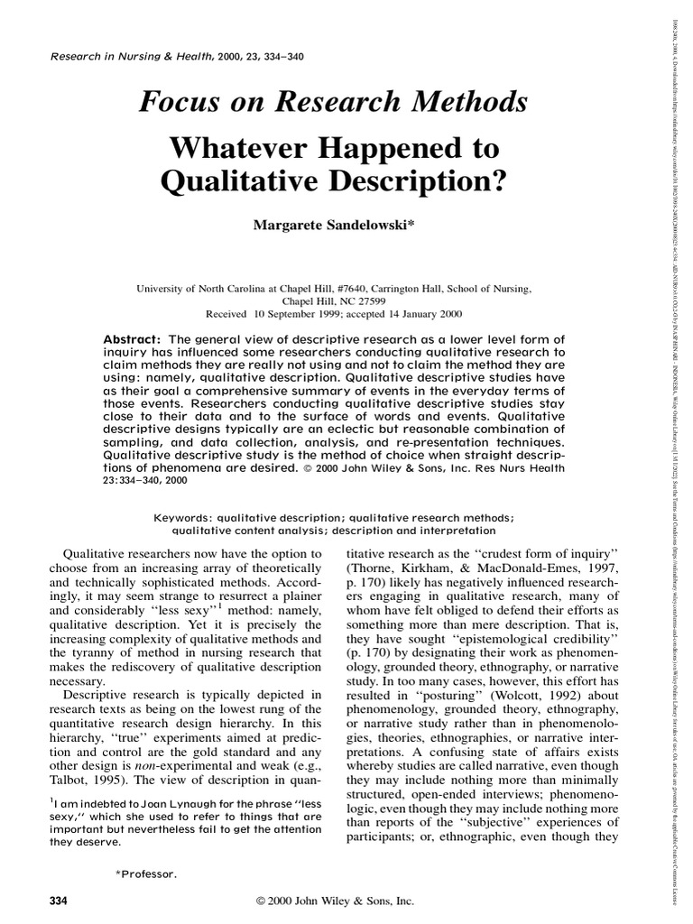 Research in Nursing Health - 2000 - Sandelowski - Whatever Happened To ...