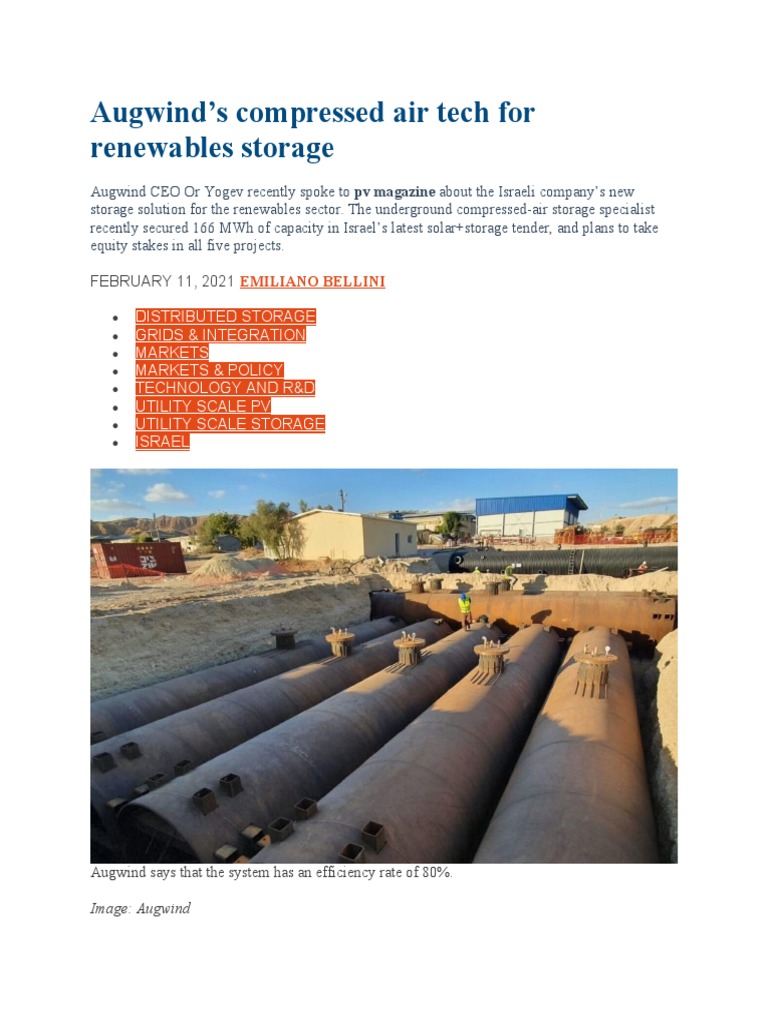 Augwind's Compressed Air Tech For Renewables Storage | PDF ...