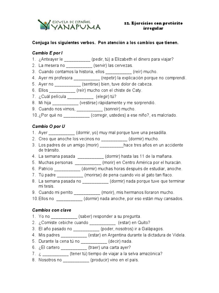 Preterito Irregular | PDF