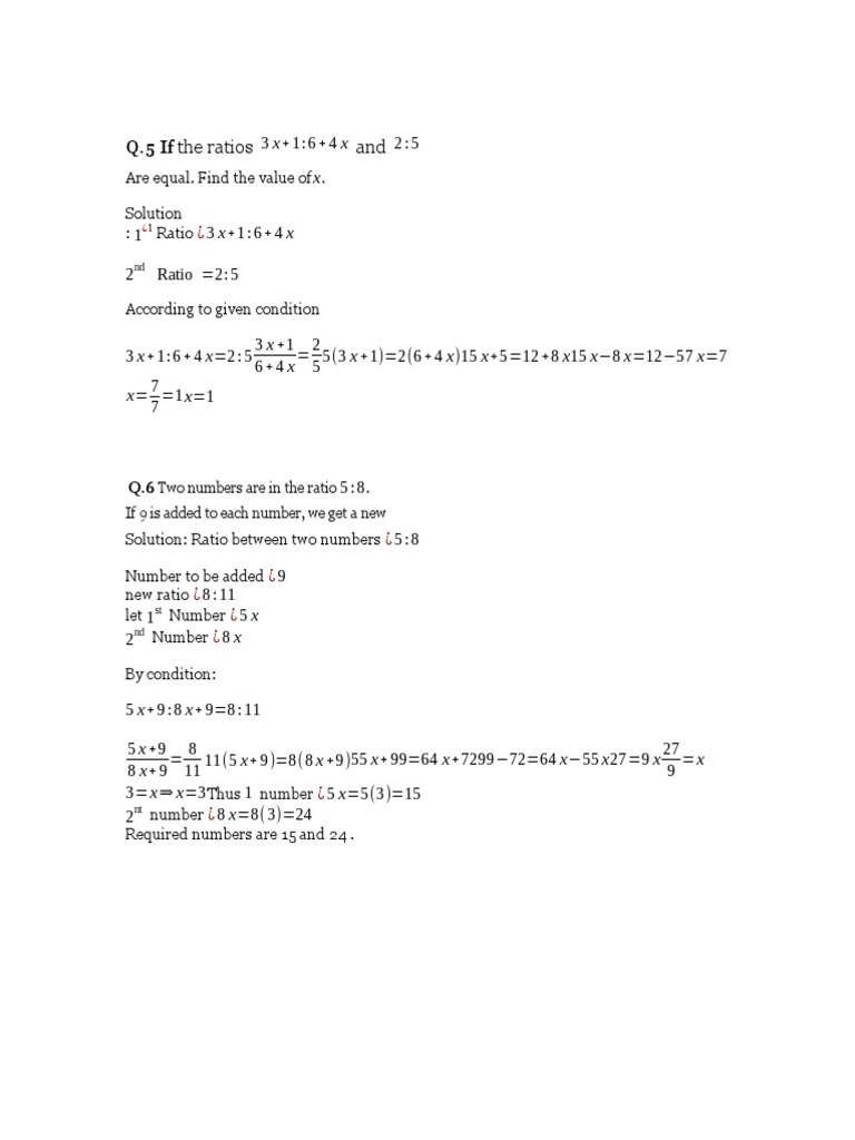 Ratio Exer 3.1 Q5,6 | PDF