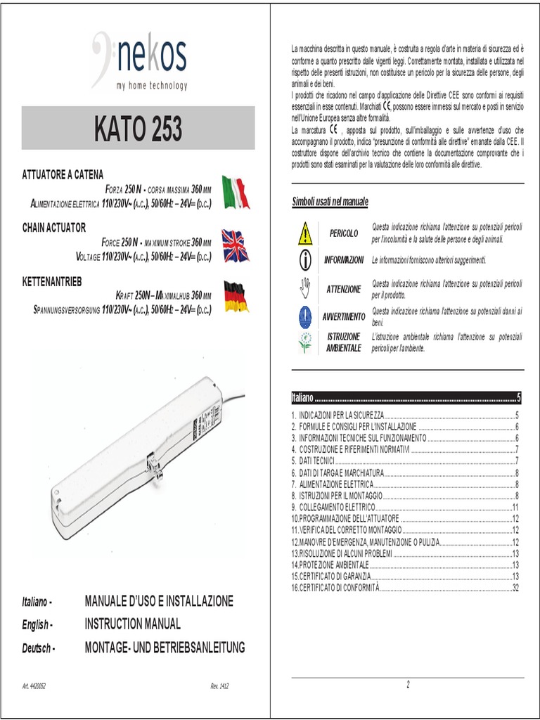 Manual Instructiuni Nekos KATO 253 | PDF