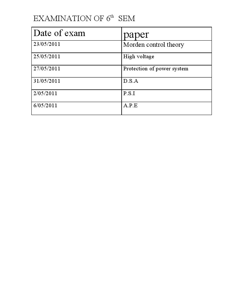 6th Semester Exam Schedule | PDF