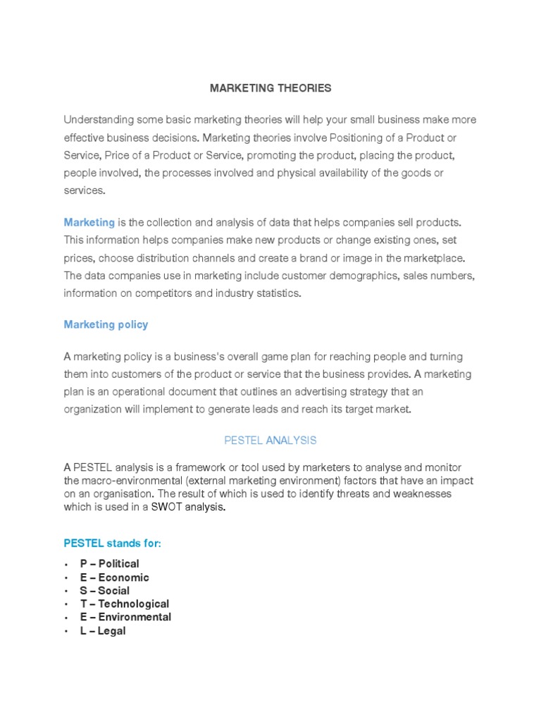 Marketing Theories | PDF | Marketing | Market (Economics)