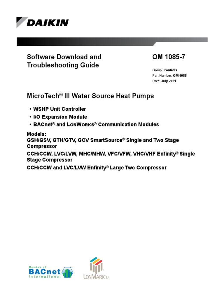 MicroTech III Software Download-Troubleshooting Daikin OM 1085-7 | PDF