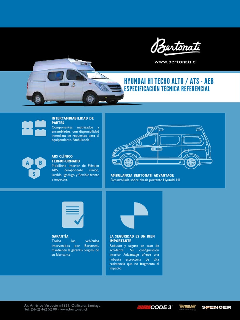 Ambulancia Hyundai H1 Bertonati Advantage | PDF | Sistema de freno ...