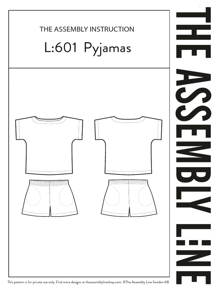 L601 Pyjamas Assembly Instruction | PDF | Seam (Sewing) | Sewing