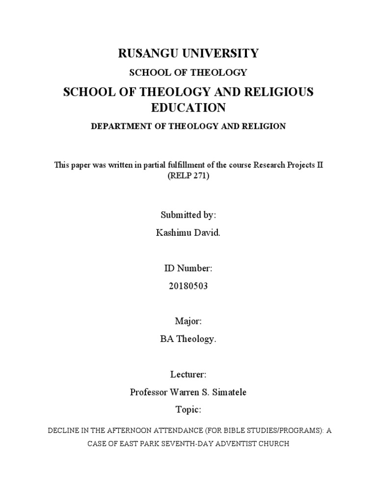 Final Research Projects II | PDF | Bible | Seventh Day Adventist Church