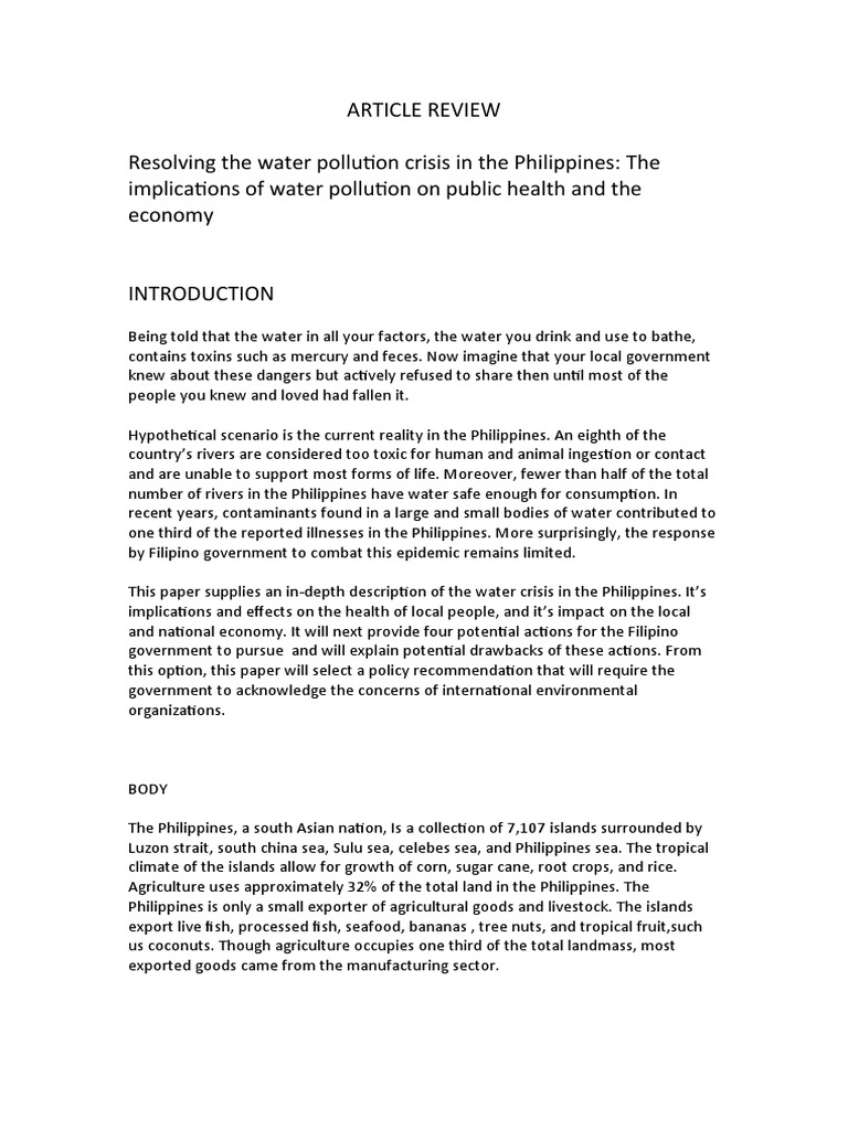 Article Review | PDF | Pollution | Water Pollution