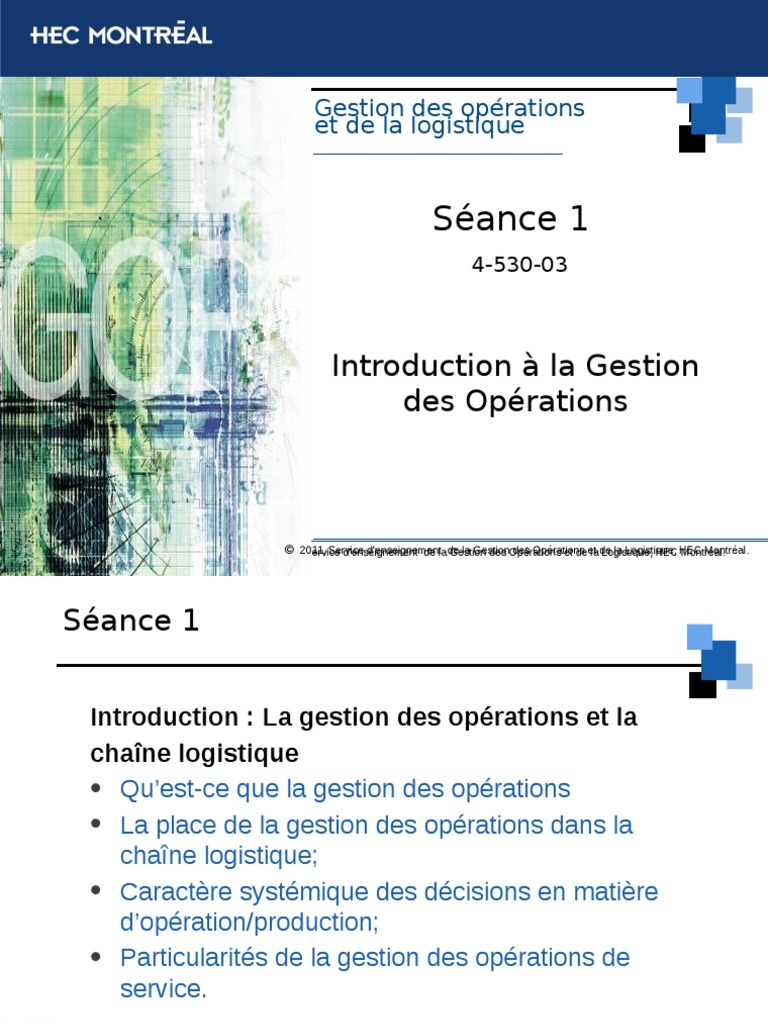 01-Introduction A La Gestion Des Operations | PDF | Logistique ...