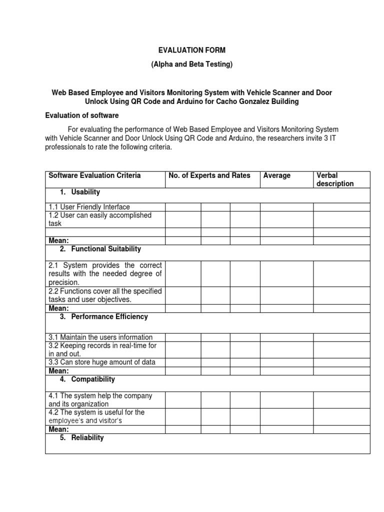 Evaluation Form | PDF