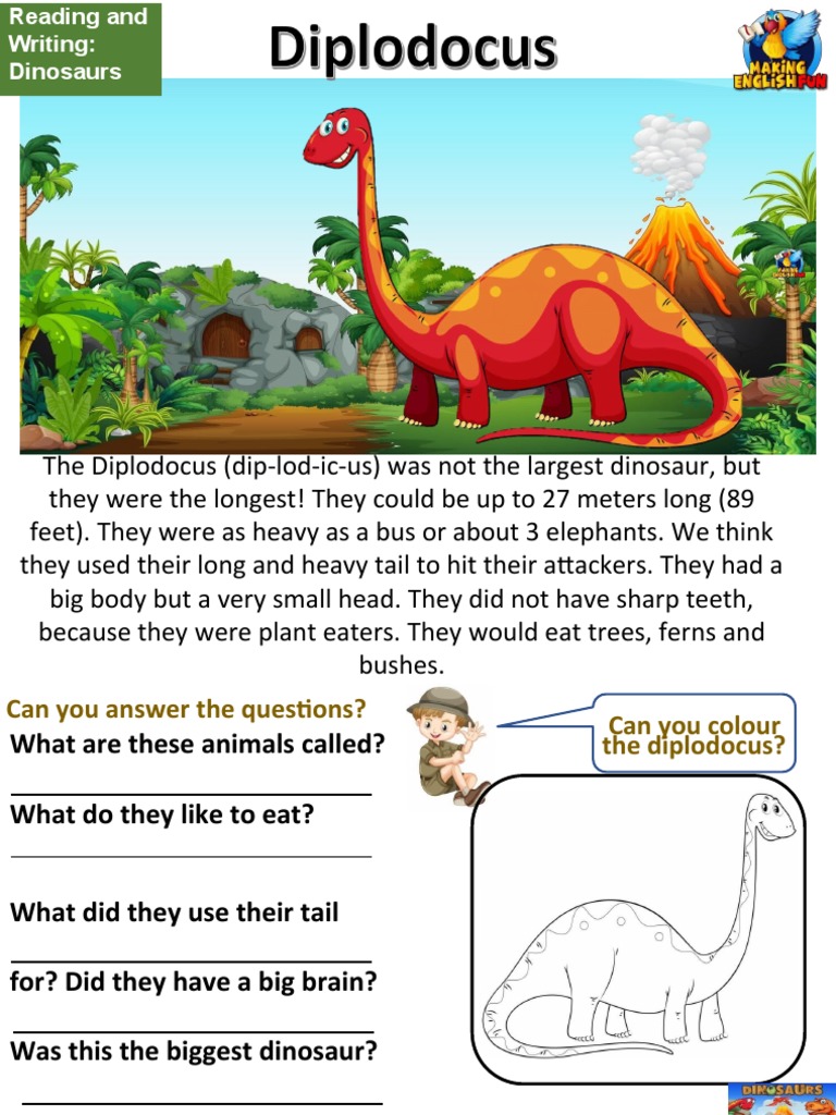 Dinosaurs Reading Comprehension Cards Examples 1 | PDF | Dinosaurs | Taxa