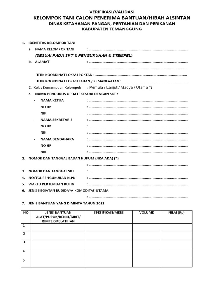 Form Verifikasi Apbn 2022 | PDF