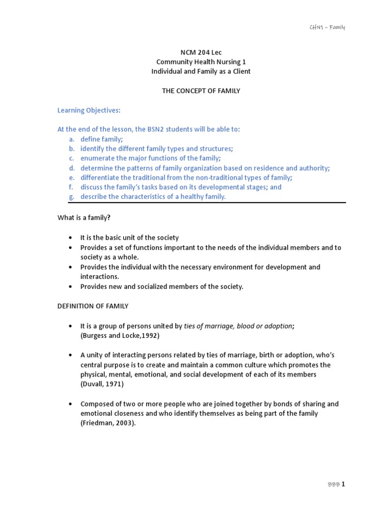 CHN Files Complete 1 | PDF | Family | Nursing