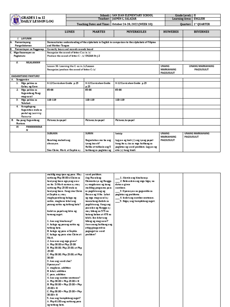 DLL Mathematics-2 Q1 W10-1 | PDF