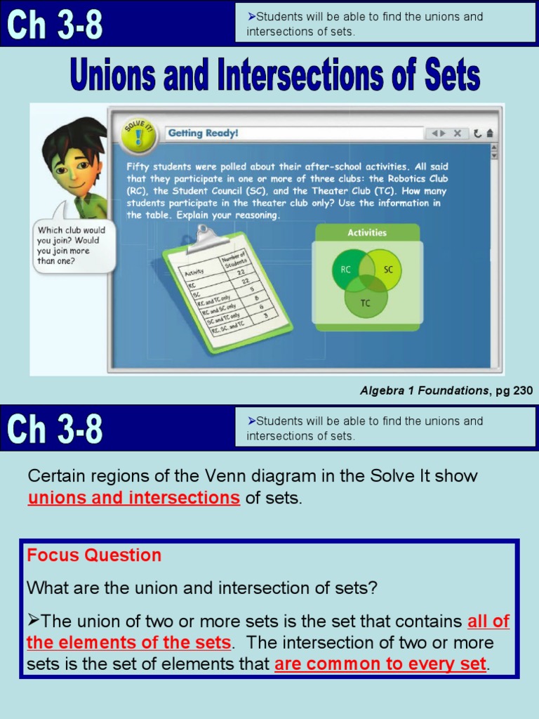 Union and Intersection of Sets Explained | PDF | Set (Mathematics ...