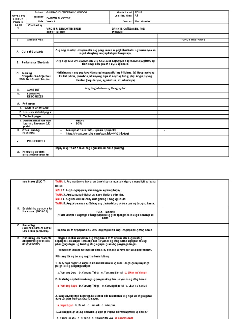 VICTOR-AP4-DLP-WEEK4 - Q1 - Pagkakilanlang Heograpika | PDF