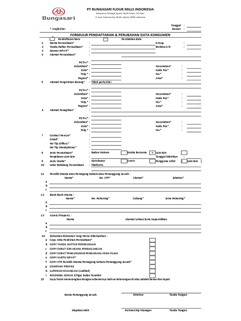 Form Pendaftaran Customer | PDF