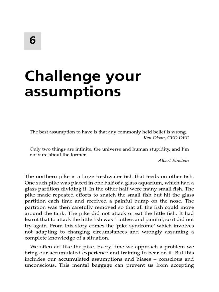 Challenge Your Assumptions: The Best Assumption To Have Is That Any ...