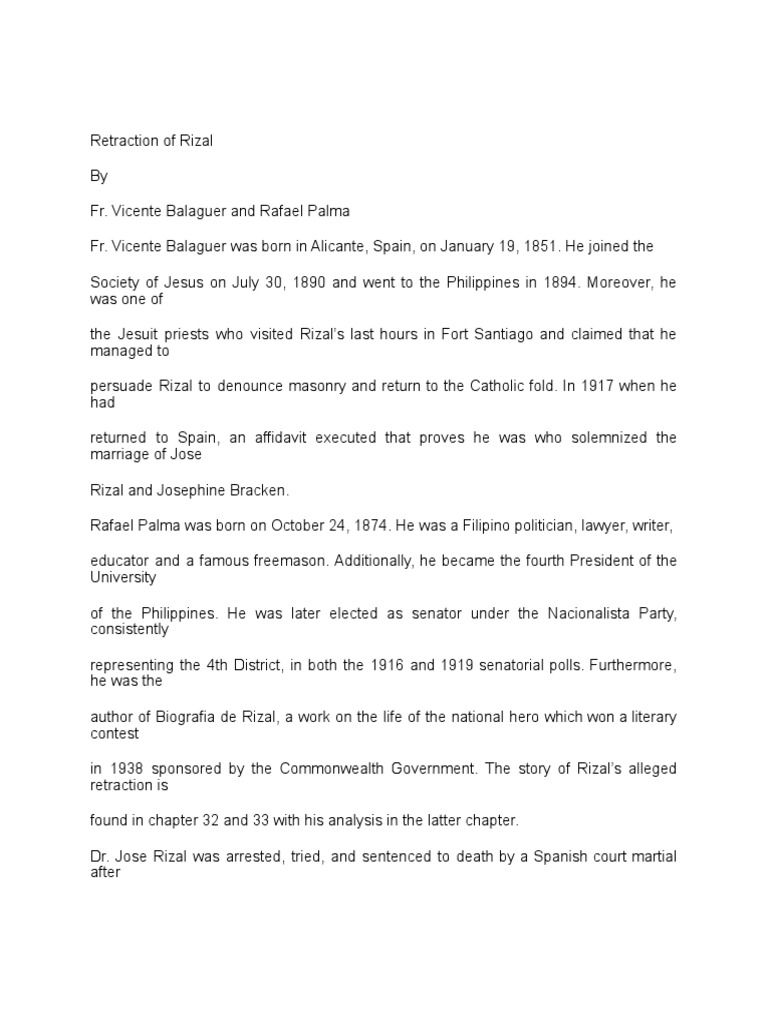 Retraction of Rizal | PDF