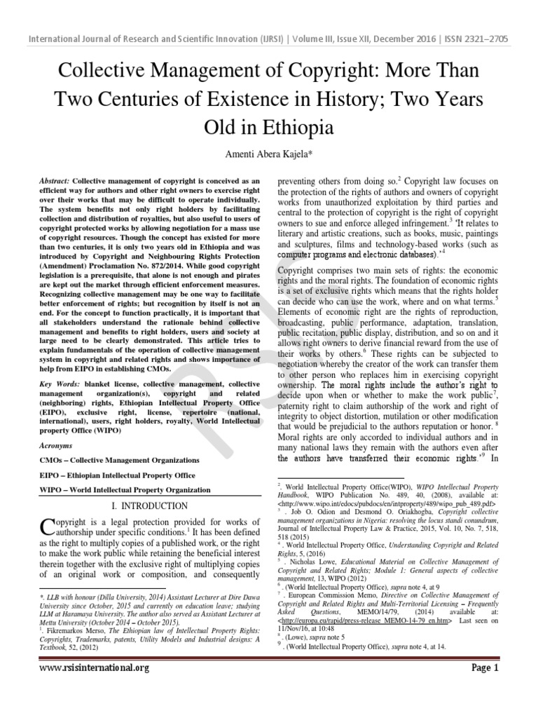 Collective Management of Copyright More | Download Free PDF | Copyright ...