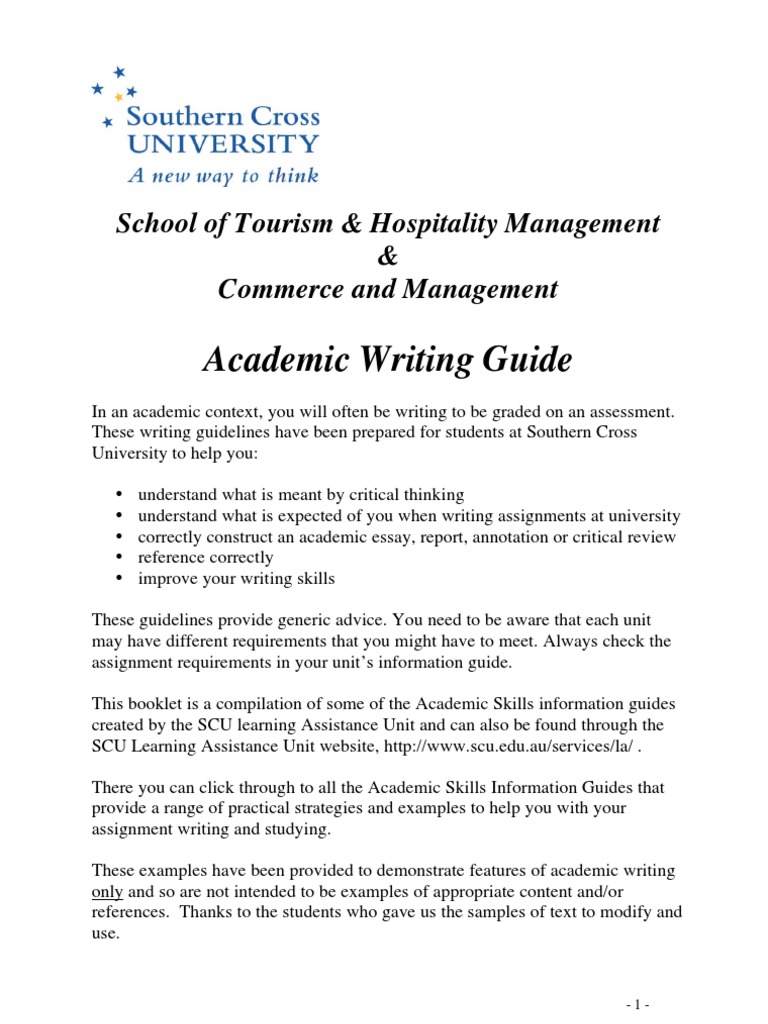 Academic Writing Guide: School of Tourism & Hospitality Management ...