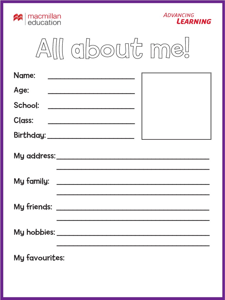 Back To School - All About Me Factsheet 2022 | PDF