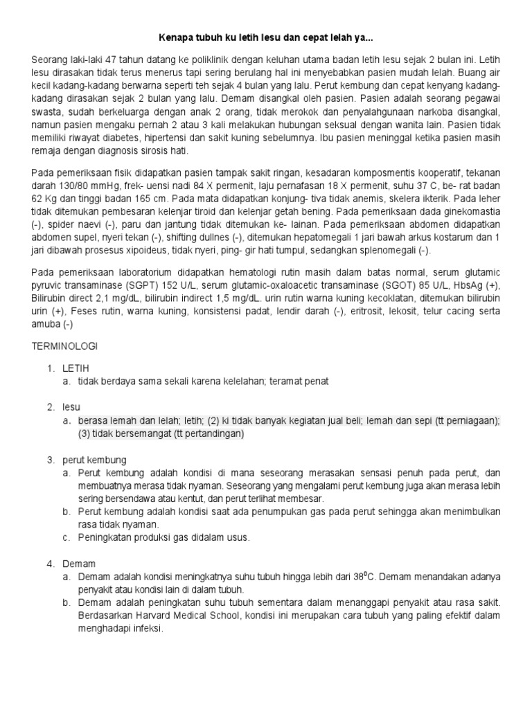 Kenapa Tubuh Ku Letih Lesu Dan Cepat Lelah Ya | PDF