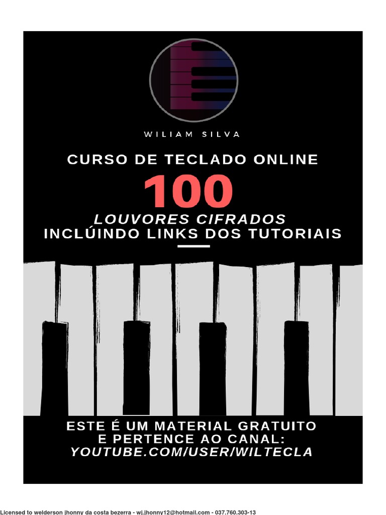 100+Louvores+Cifrados+ +Curso+de+Teclado+Online | PDF