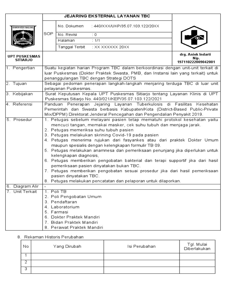 Sop Jejaring Eksternal Layanan TBC | PDF