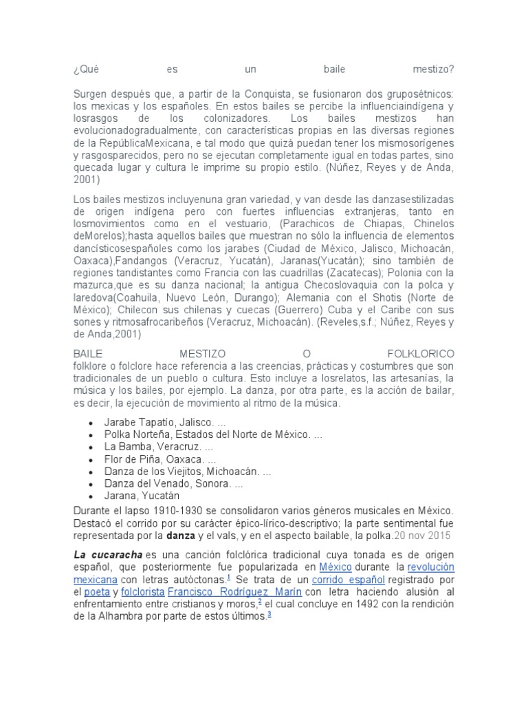 Bailes Mestizos | PDF | México | Bailes