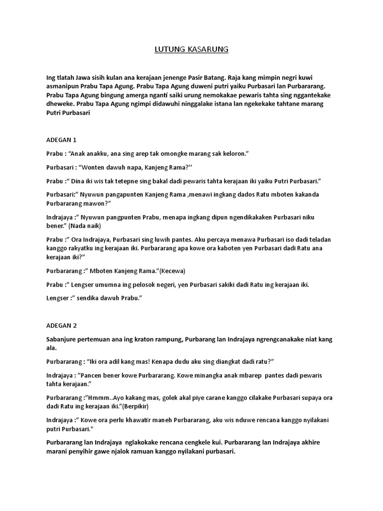 Naskah Drama Lutung Kasarung | PDF