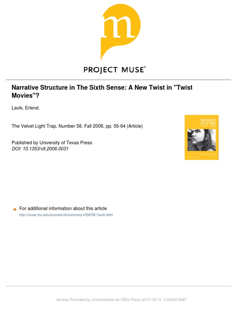 Narrative Structure in The Sixth Sense | PDF