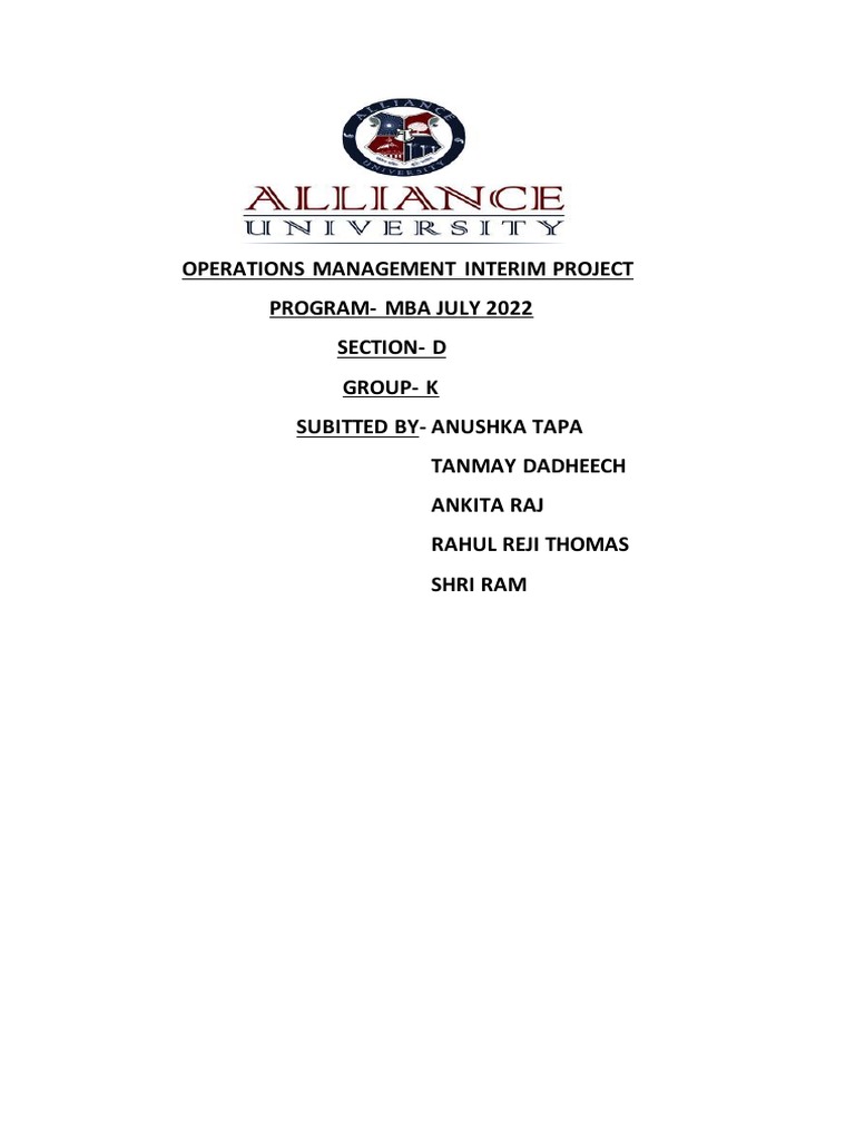 Operations Management Interim Project | PDF | Starbucks | Supply Chain