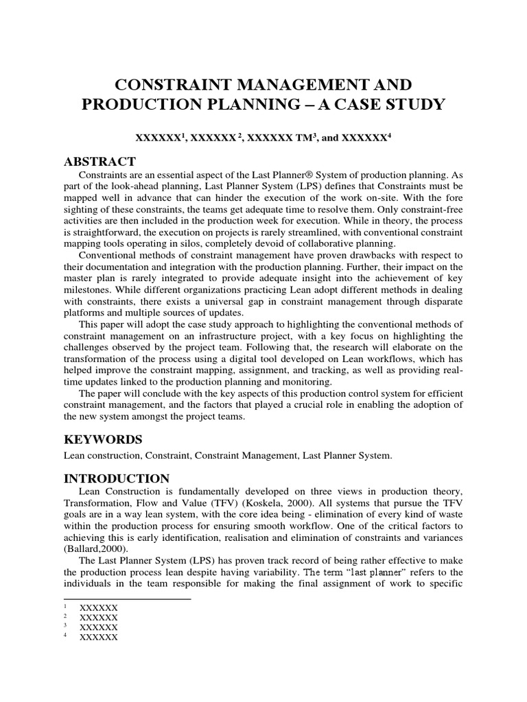 Constraint Management and Production Planning | PDF | Lean ...