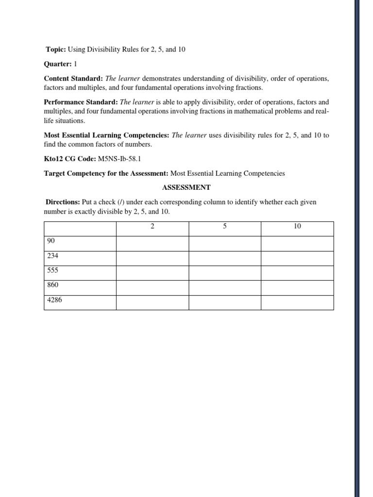 Math Skills: Divisibility & Operations | PDF