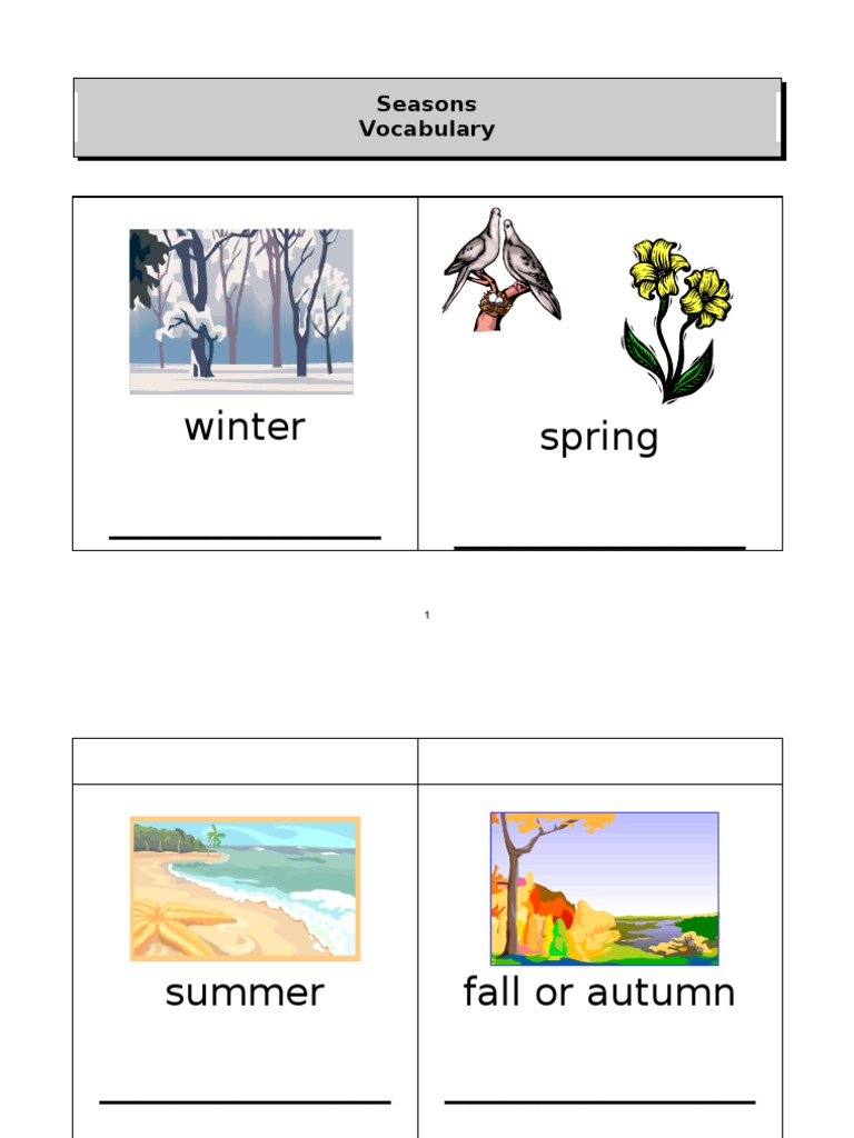 Seasons Vocabulary and Activities Guide | PDF