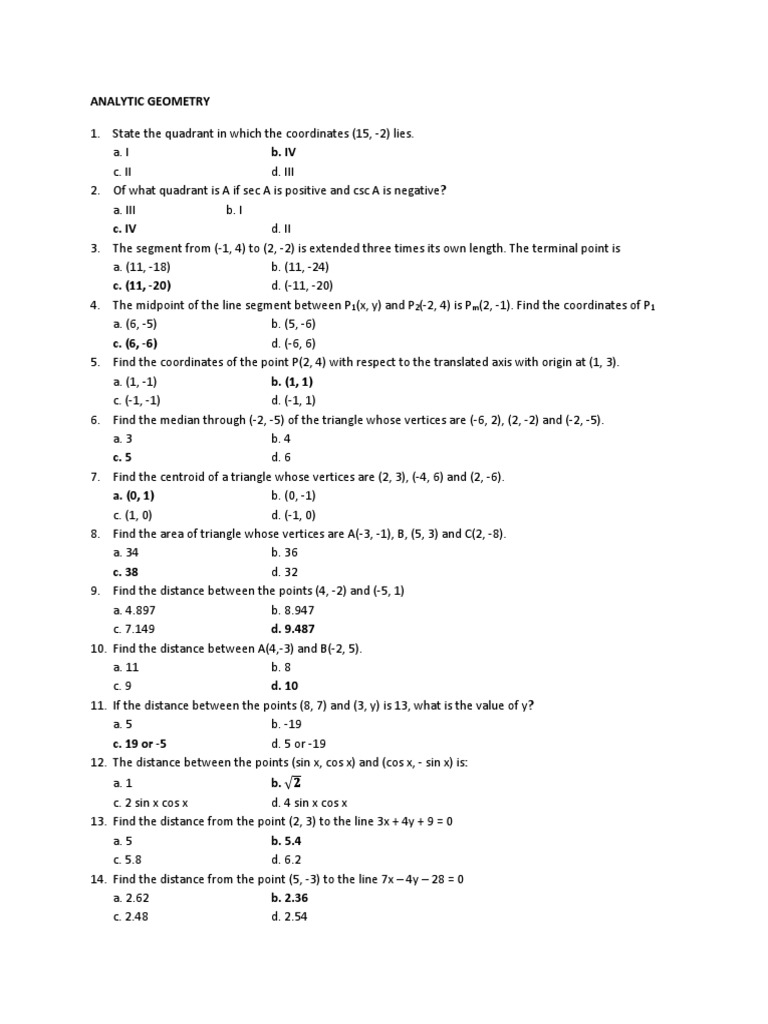 Analytic Geometry | PDF