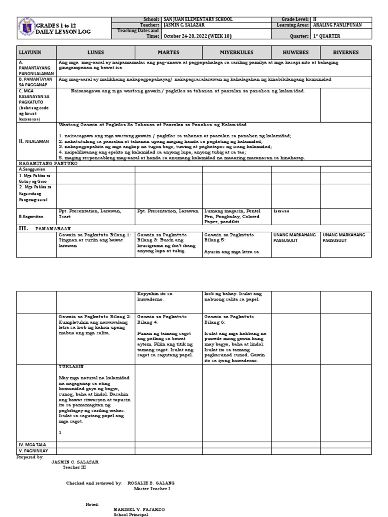 DLL Araling-Panlipunan-2 Q1 W10 | PDF