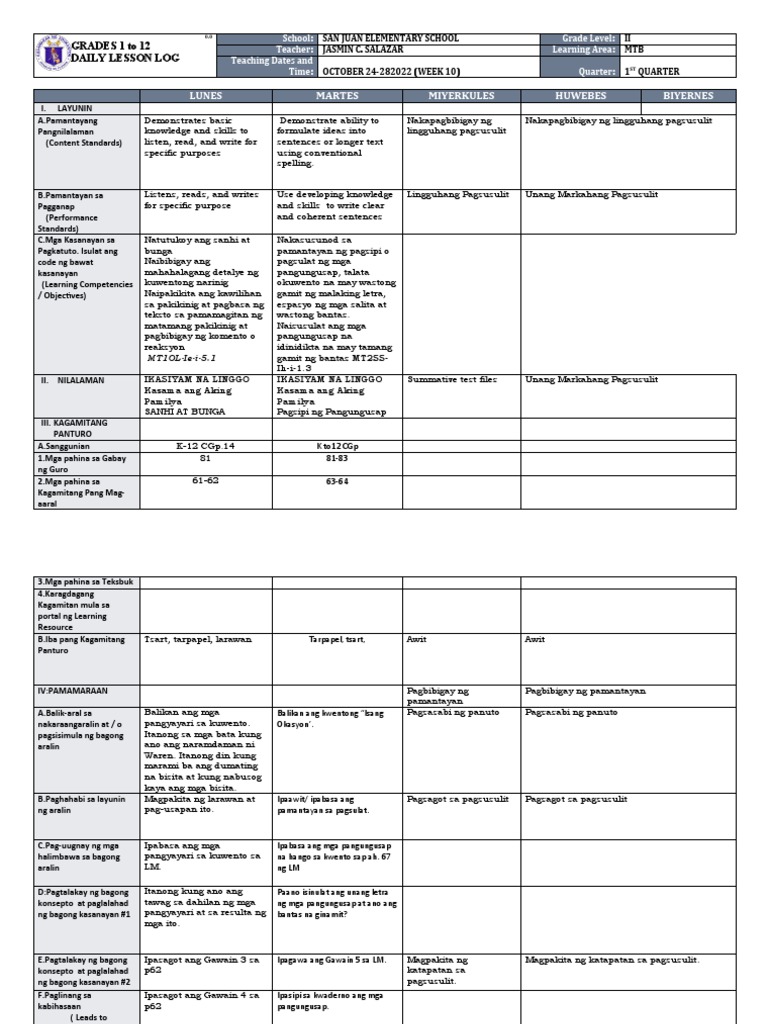 DLL MTB-2 Q1 W7 | PDF