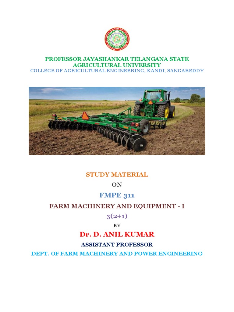 FMPE 311 Course Material | PDF | Tractor | Plough