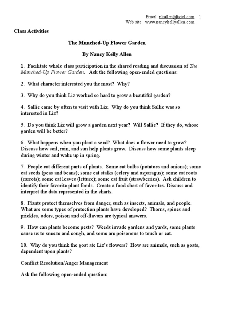 Classroom Activities-Munched-Up Flower Garden | PDF | Seed | Narration