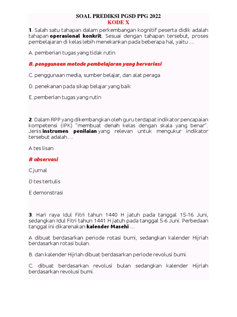 Soal Pretes Kode X | PDF
