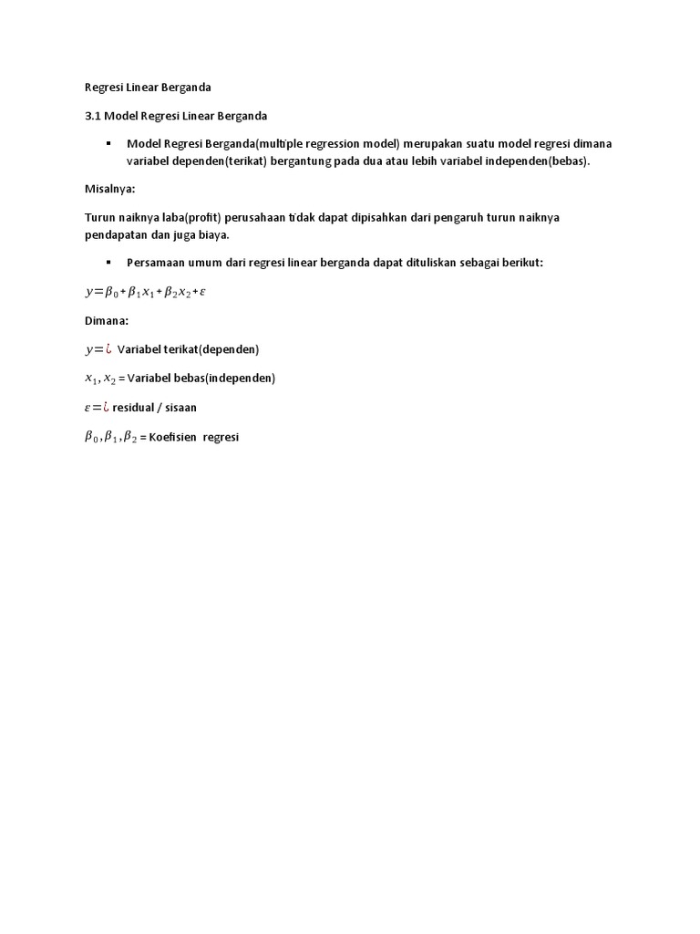 Model Regresi Linear Berganda | PDF