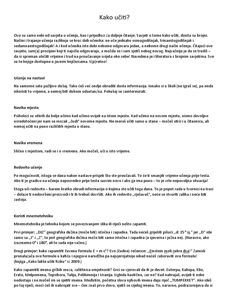 Kako Uciti | PDF