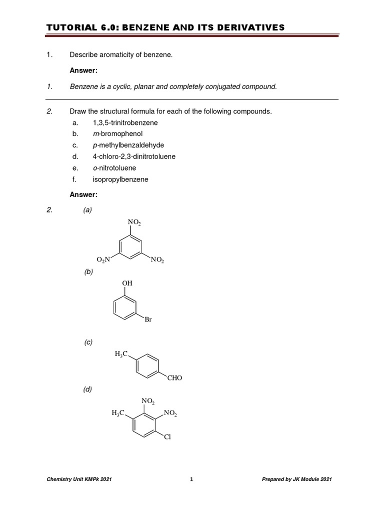 Benzene Derivatives: Structures, Nomenclature, Reactions and ...