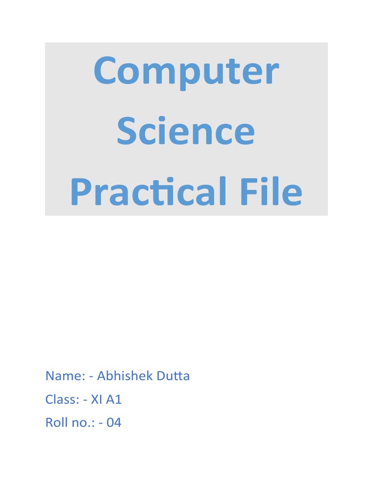 Cs Practical File 2 | PDF
