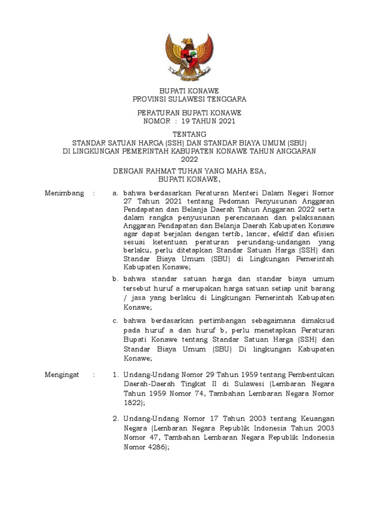 Lampiran SSH & Sbu Tahun 2022 | PDF