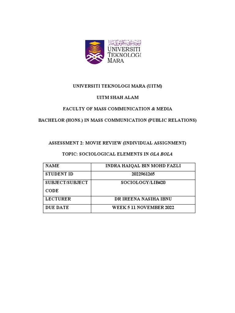 Exploring the Sociological Elements in the Malaysian Film Ola Bola ...