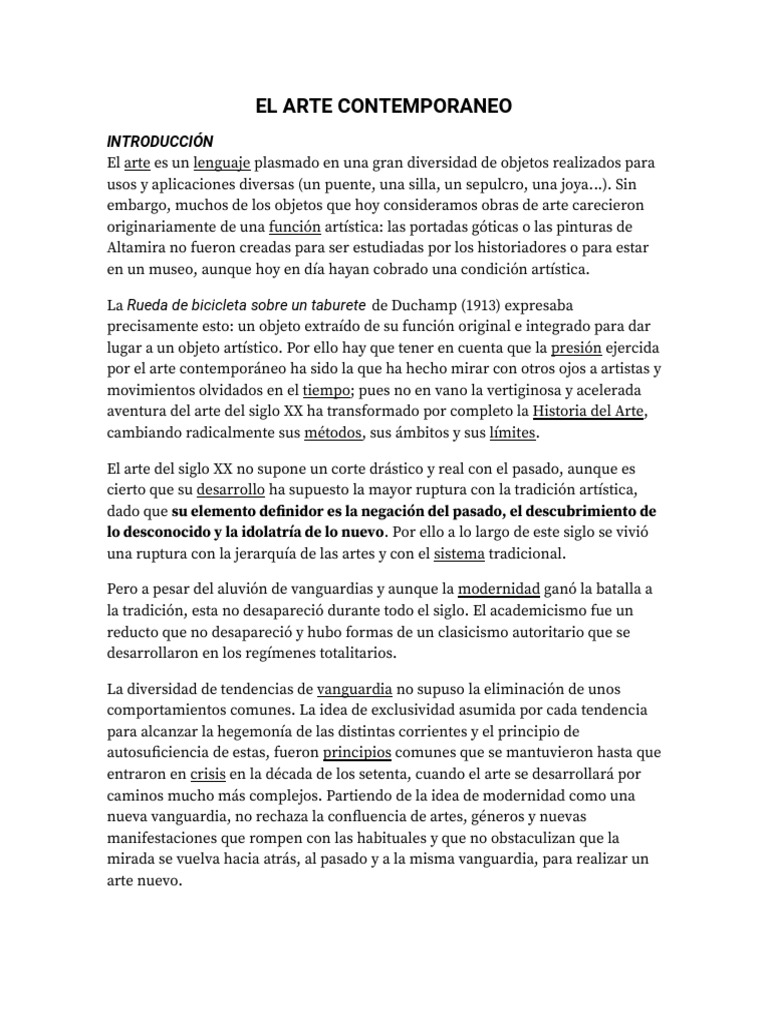 Características del Arte Contemporáneo | PDF | Vanguardia | Arte de ...
