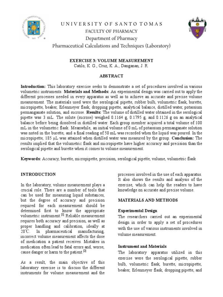 Volume Measurement Techniques | PDF